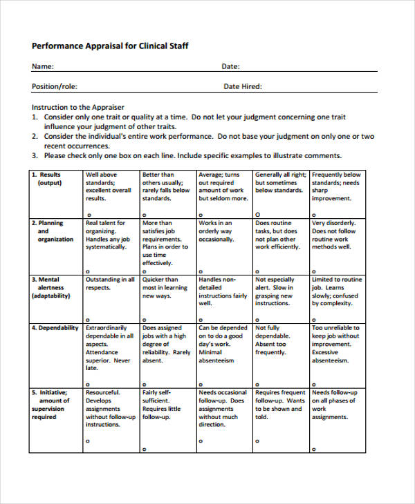 FREE 23 Staff Appraisal Forms In PDF MS Word Excel