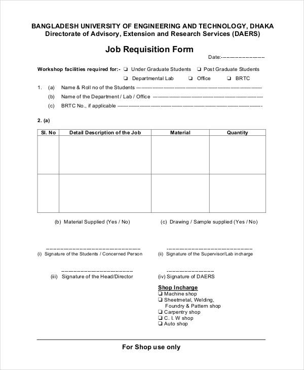FREE 17+ Job Requisition Form Samples, PDF, MS Word, Google Docs