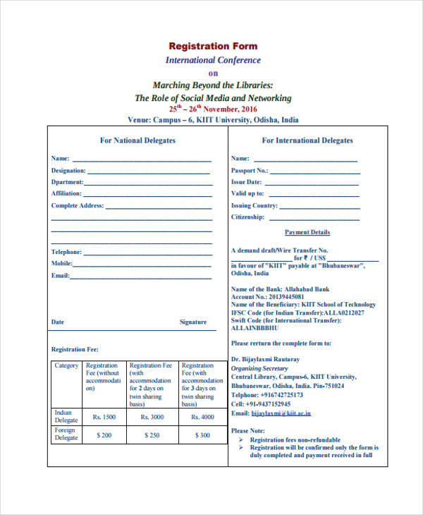 FREE 24+ Conference Registration Forms in PDF | Excel | MS Word
