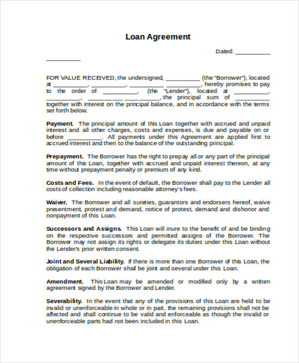 FREE 34+ Loan Agreement Forms in PDF | MS Word