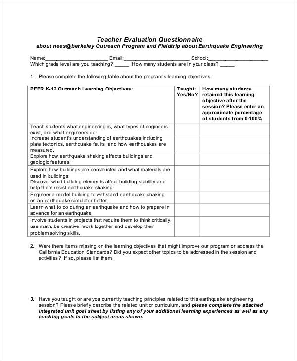 FREE 27+ Teacher Evaluation Forms in PDF | MS Word