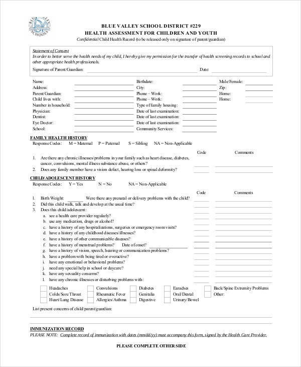 FREE 40+ Health Assessment Forms in PDF | MS Word