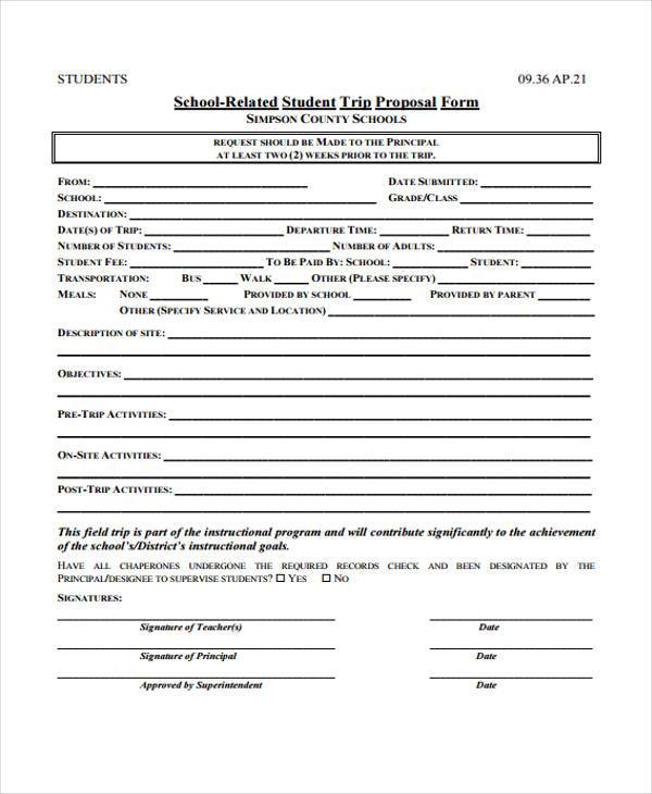 FREE 7 Field Trip Proposal Forms In PDF
