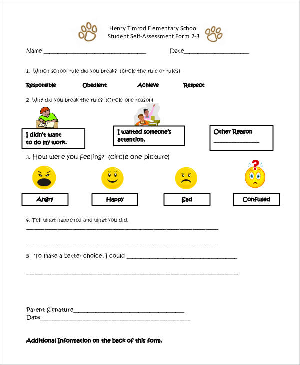 FREE 55+ Sample Self Assessment Forms in PDF | MS Word | Excel