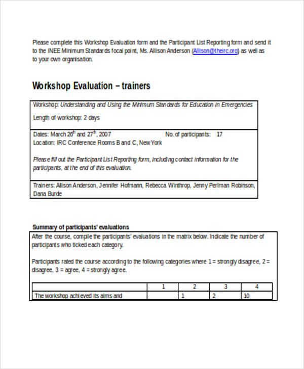 FREE 30+ Training Evaluation Form Samples, PDF, MS Word, Google Docs