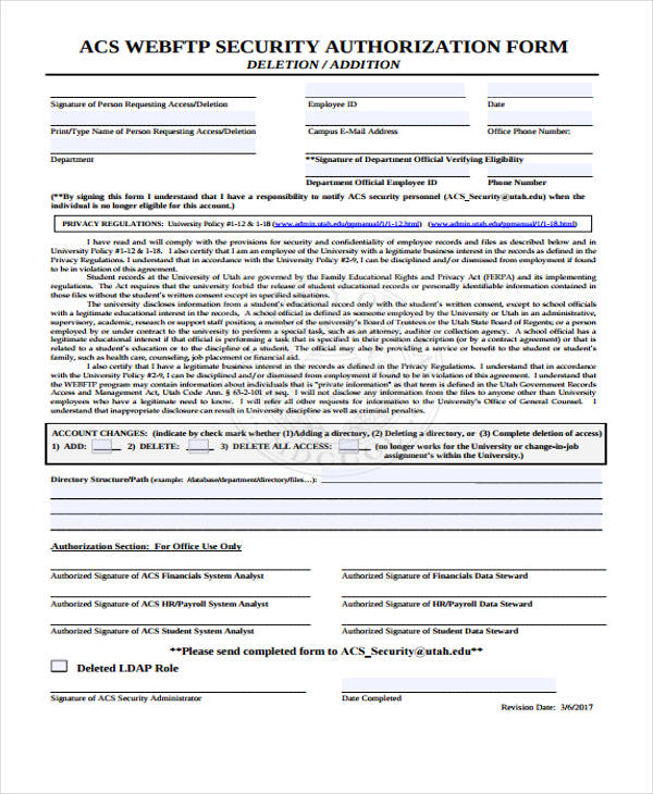 FREE 12+ Security Authorization Forms in PDF | MS Word