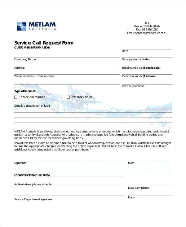 FREE 37+ Service Forms in PDF | Excel | MS Word