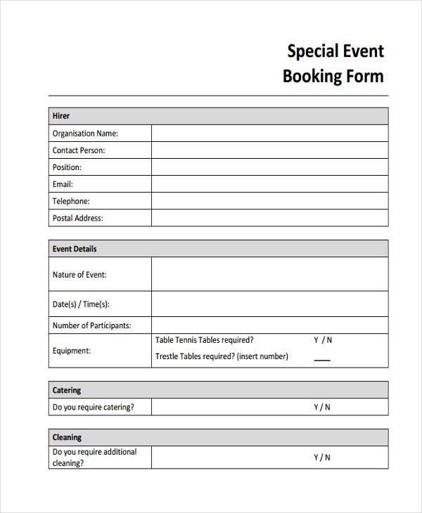 FREE 38 Sample Event Forms In MS Word PDF