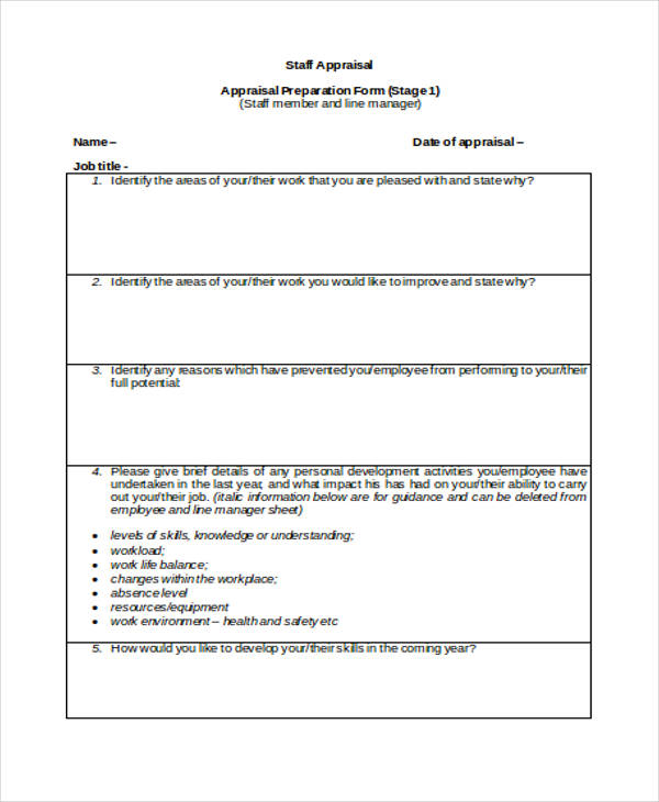 FREE 23+ Staff Appraisal Forms in PDF | MS Word | Excel