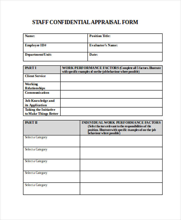FREE 23+ Staff Appraisal Forms in PDF | MS Word | Excel