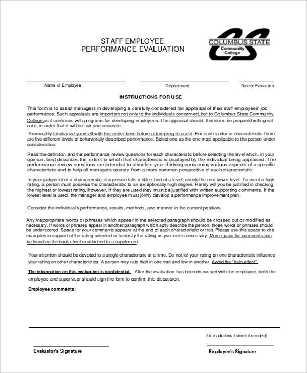 FREE 41+ Employee Evaluation Form Samples, PDF, MS Word, Google Docs, Excel