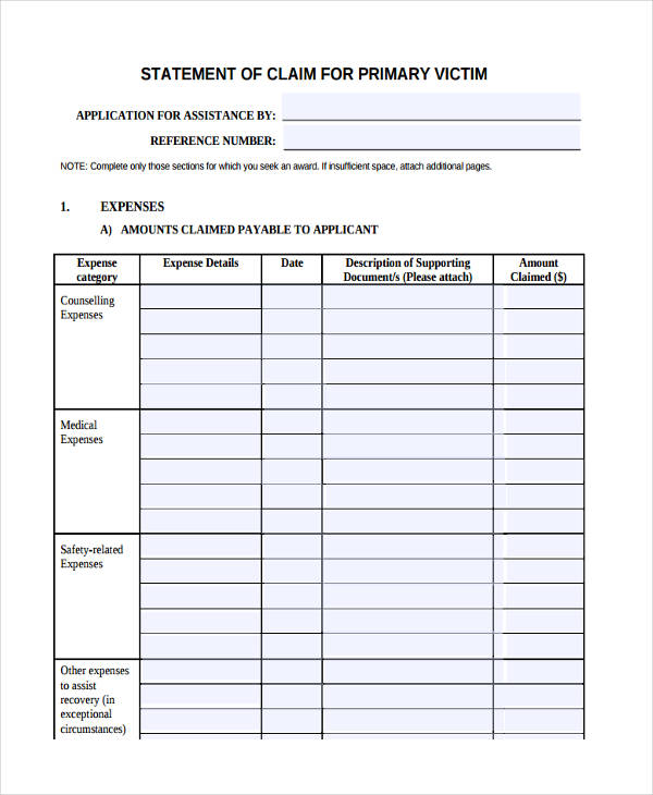FREE 37+ Sample Claim Forms in PDF | Excel | MS Word