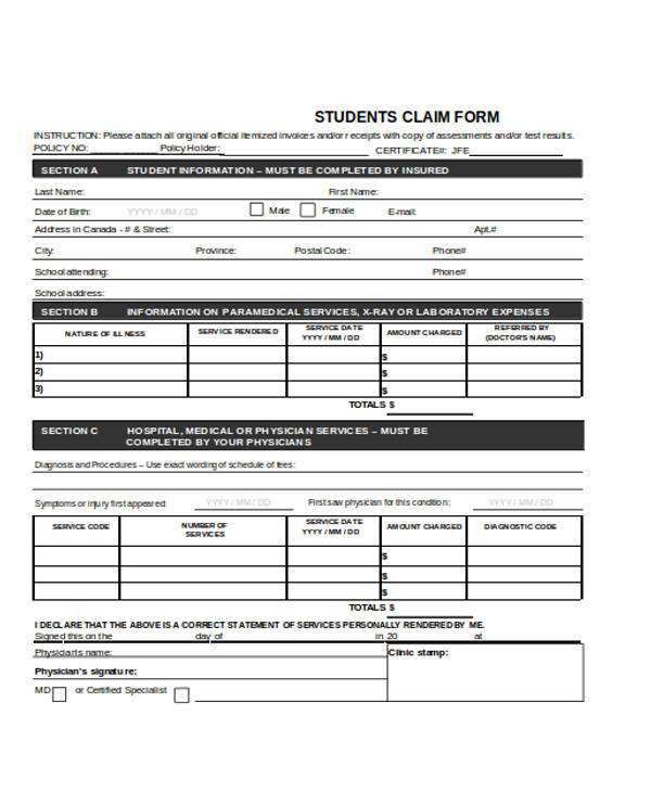 FREE 31+ Claim Forms in MS Word