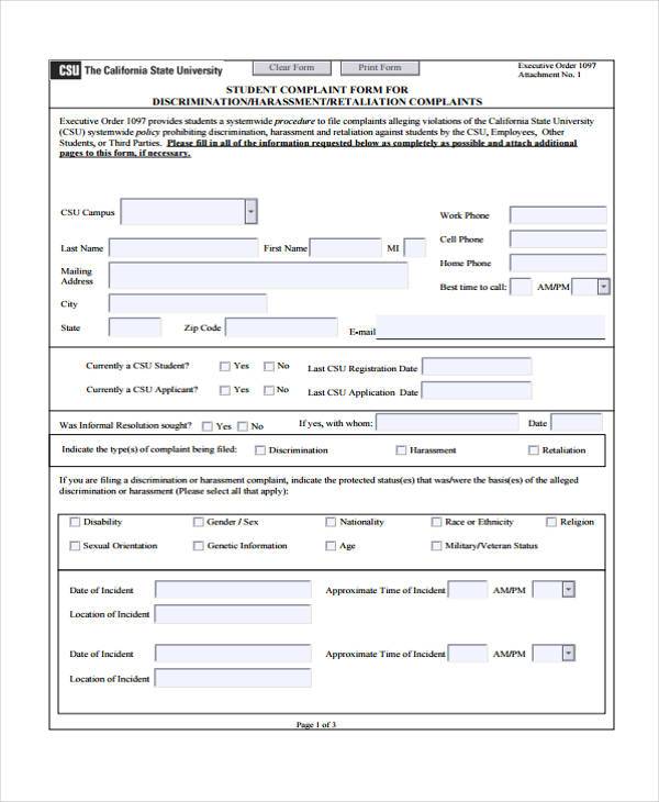 FREE 46+ Complaint Form Samples, PDF, MS Word, Google Docs, Excel