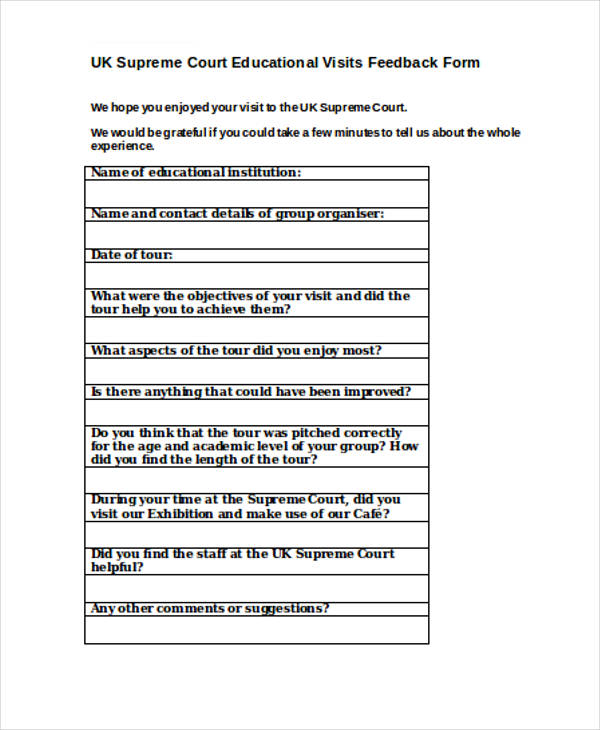 FREE 23+ Student Feedback Form Samples, PDF, MS Word, Google Docs