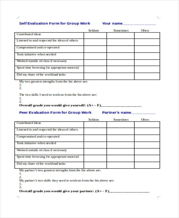 FREE 31+ Self-Evaluation Forms in PDF | MS Word | Excel