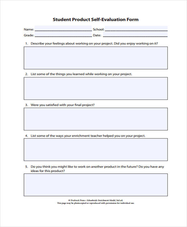 FREE 31+ Self-Evaluation Forms in PDF | MS Word | Excel