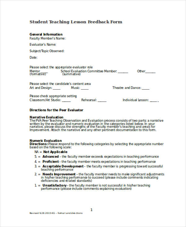 FREE 23+ Student Feedback Form Samples, PDF, MS Word, Google Docs
