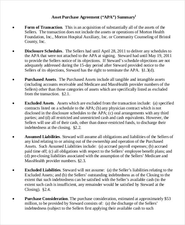 FREE 11+ Asset Purchase Agreement Forms in PDF | MS Word