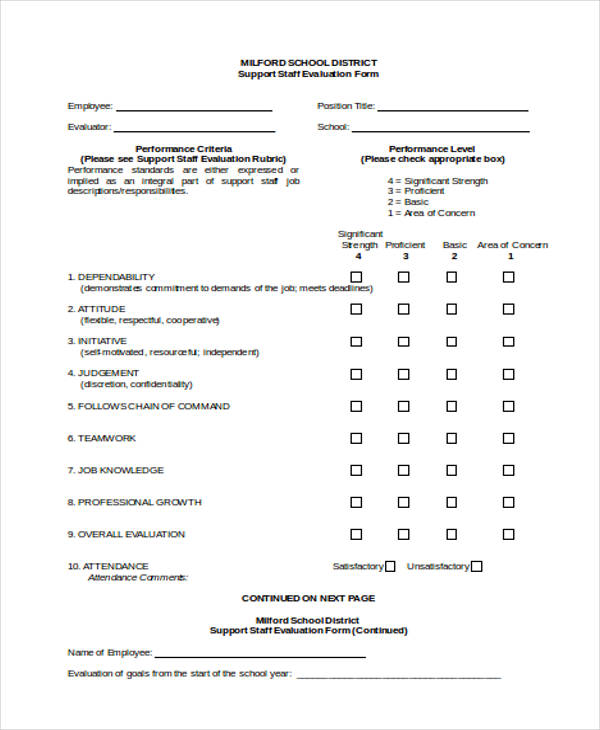 FREE 41+ Employee Evaluation Form Samples, PDF, MS Word, Google Docs, Excel