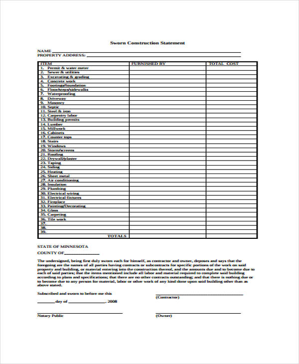 FREE 42+ Statement Form Samples, PDF, MS Word, Google Docs, Excel