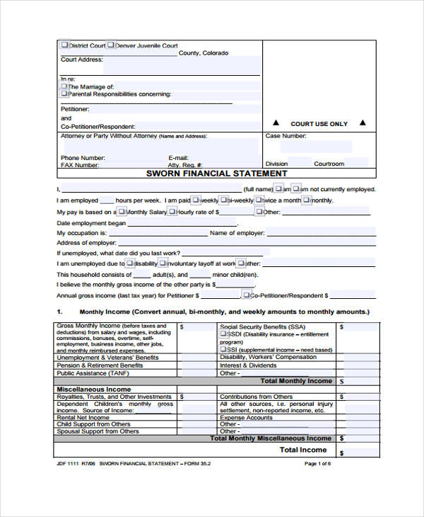 FREE 42+ Statement Form Samples, PDF, MS Word, Google Docs, Excel