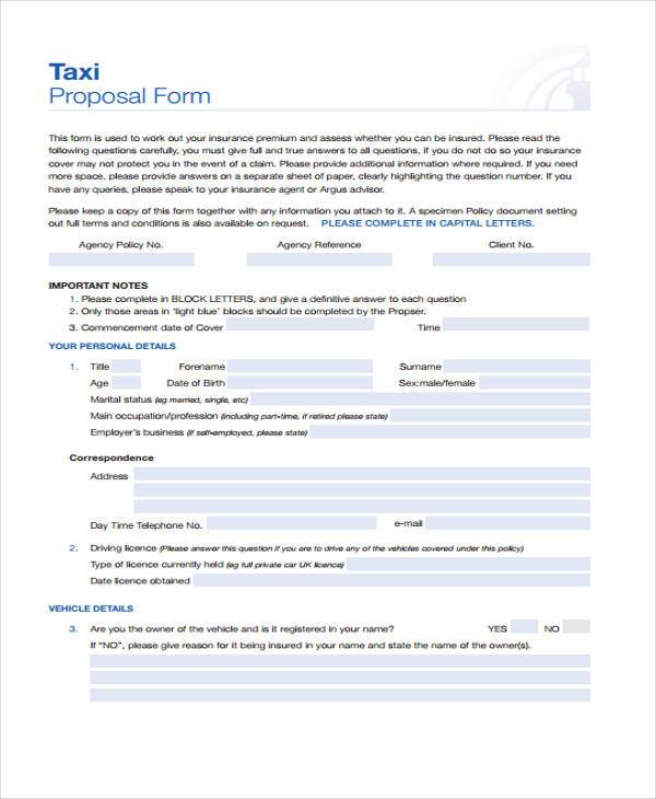 FREE 10+ Taxi Proposal Forms in PDF | MS Word