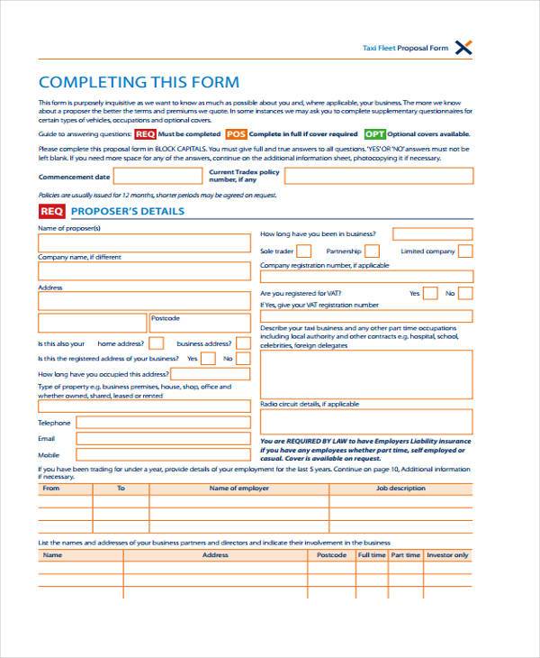 FREE 10+ Taxi Proposal Forms in PDF | MS Word