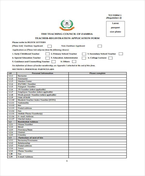FREE 8+ Sample Teacher Registration Forms in PDF | MS Word