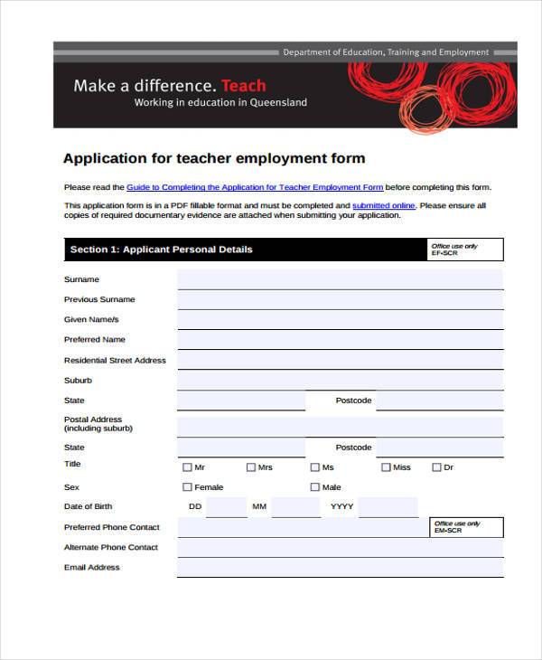 FREE 8+ Sample Teacher Registration Forms in PDF | MS Word