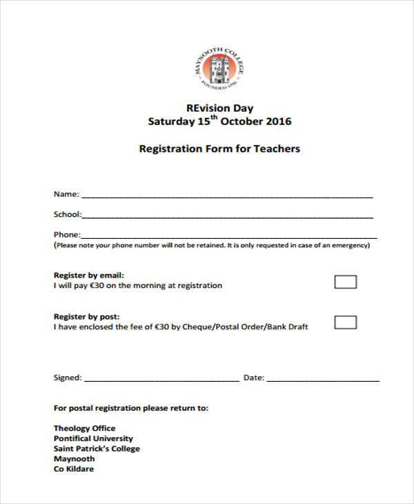 FREE 8+ Sample Teacher Registration Forms in PDF | MS Word