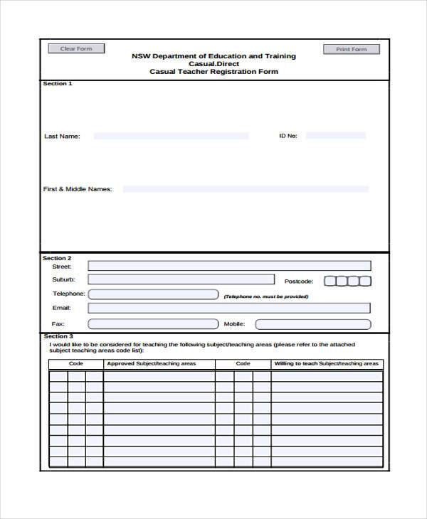 FREE 8+ Sample Teacher Registration Forms in PDF | MS Word