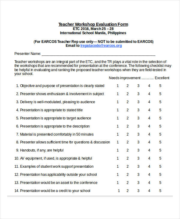 FREE 20+ Sample Teacher Evaluation Forms in PDF | MS Word