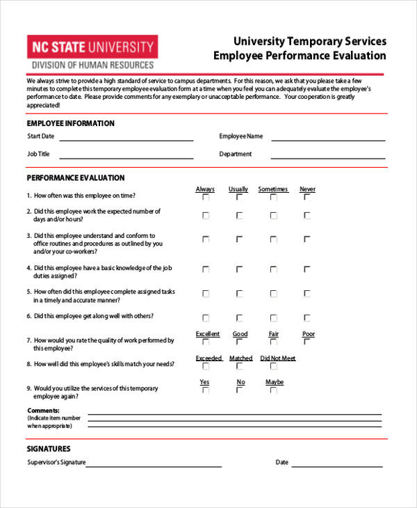 FREE 36+ Printable Employee Evaluation Forms in PDF | MS Word | Excel