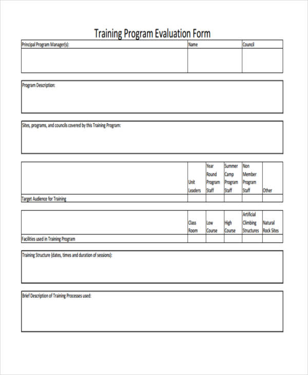 FREE 30+ Training Evaluation Form Samples, PDF, MS Word, Google Docs