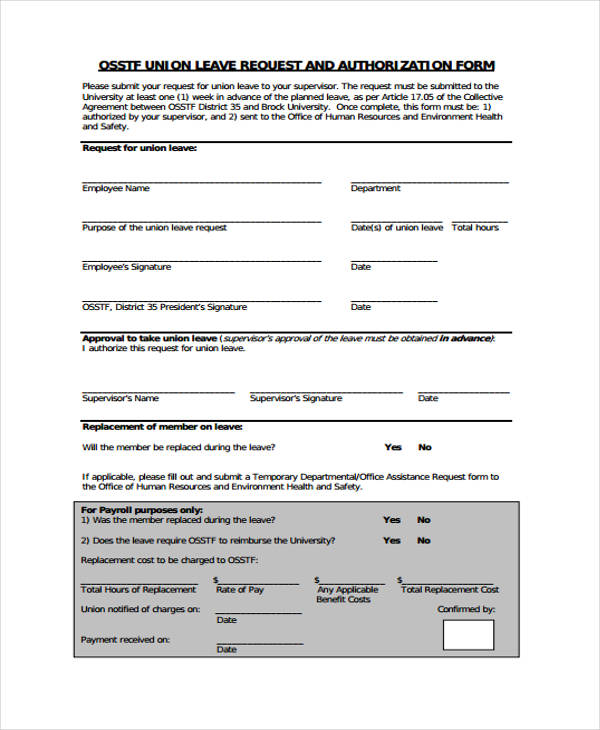 FREE 10+ Leave Authorization Forms in PDF | MS Word