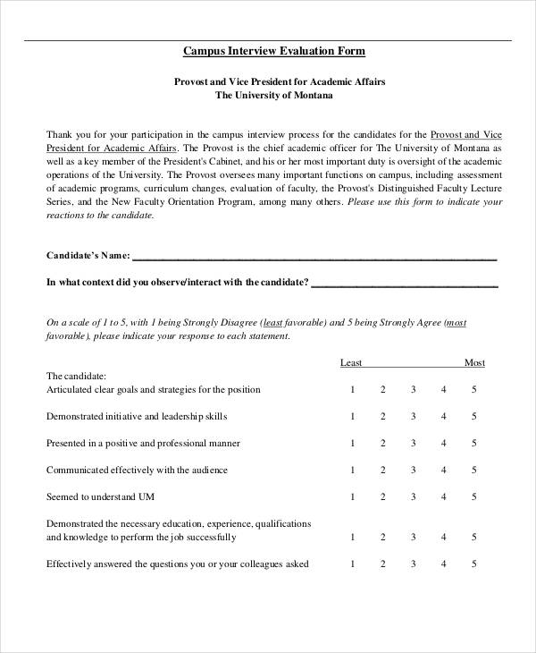 FREE 31+ Interview Evaluation Form Samples, PDF, MS Word, Google Docs ...