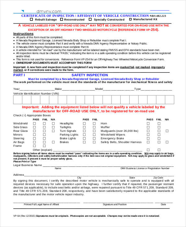 FREE 15+ Vehicle Affidavit Form Samples, PDF, MS Word, Google Docs