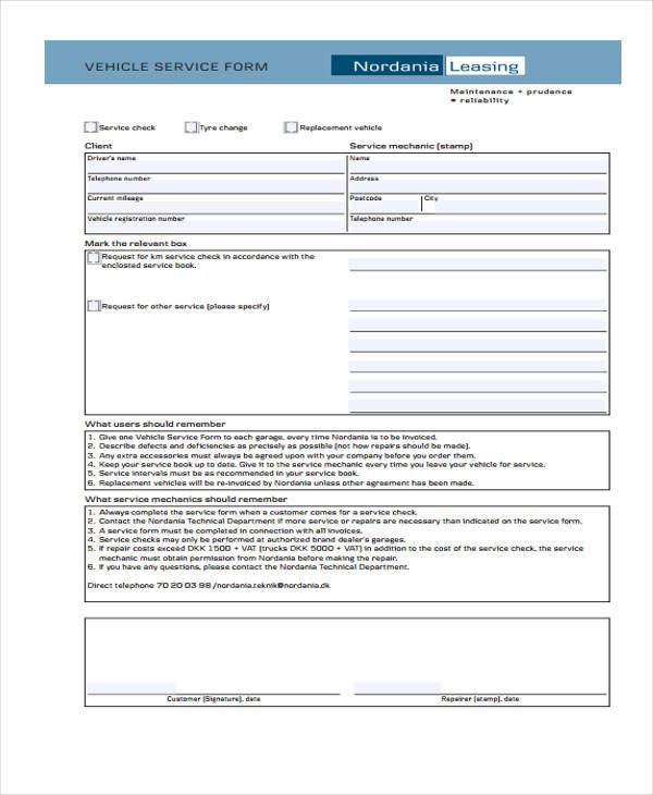 FREE 33+ Service Forms in PDF