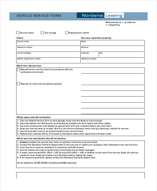FREE 37+ Service Forms in PDF | Excel | MS Word