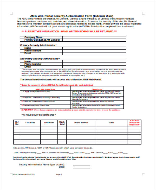 FREE 12+ Security Authorization Forms in PDF | MS Word