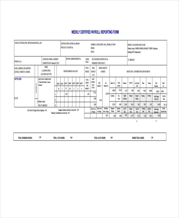 FREE 42+ Sample Payroll Forms in PDF | Excel | MS Word