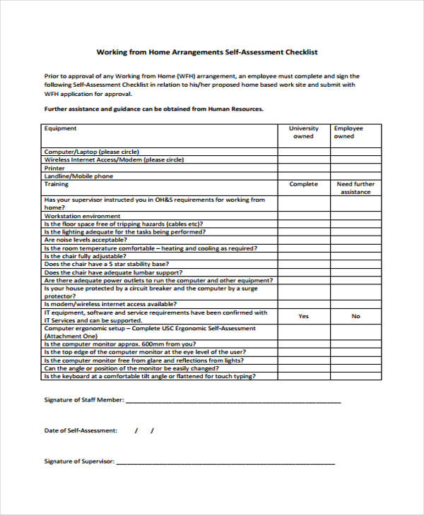 FREE 40+ Self-Assessment Form Samples, PDF, MS Word, Google Docs, Excel