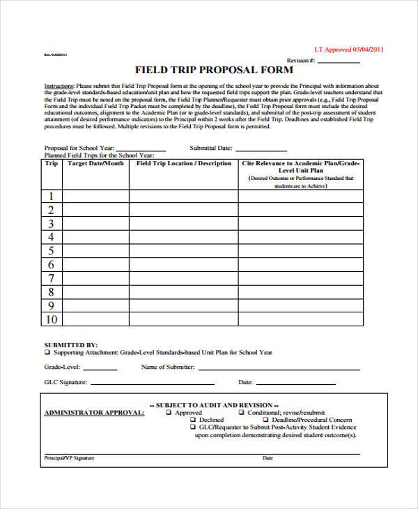 FREE 11+ Field Trip Proposal Form Samples, PDF, MS Word, Google Docs