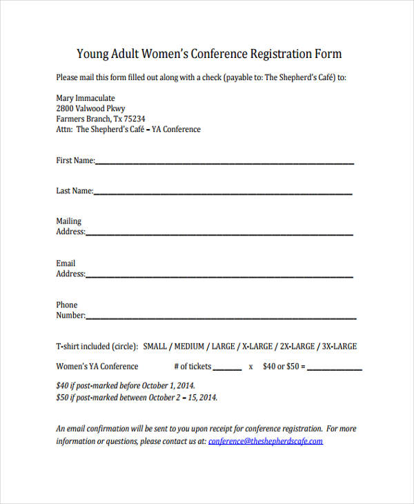 Women s Conference Registration Form Template