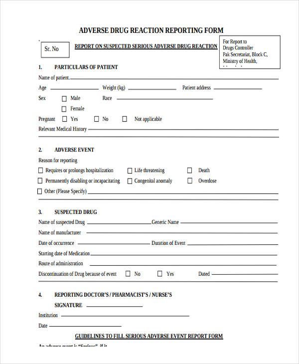 FREE 11+ Adverse Event Forms in PDF | MS Word | Excel