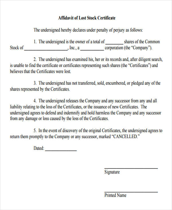 FREE 12+ Lost Affidavit Form Samples, PDF, MS Word, Google Docs