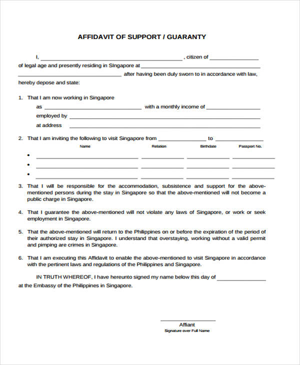 Cover Sheet For Affidavit Of Support And Guarantee Cover Sheet Court