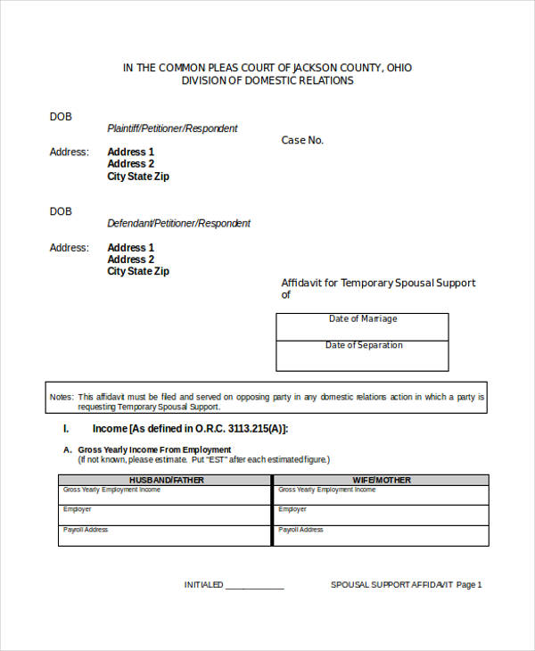 FREE 16+ Affidavit Support Forms in PDF | MS Word