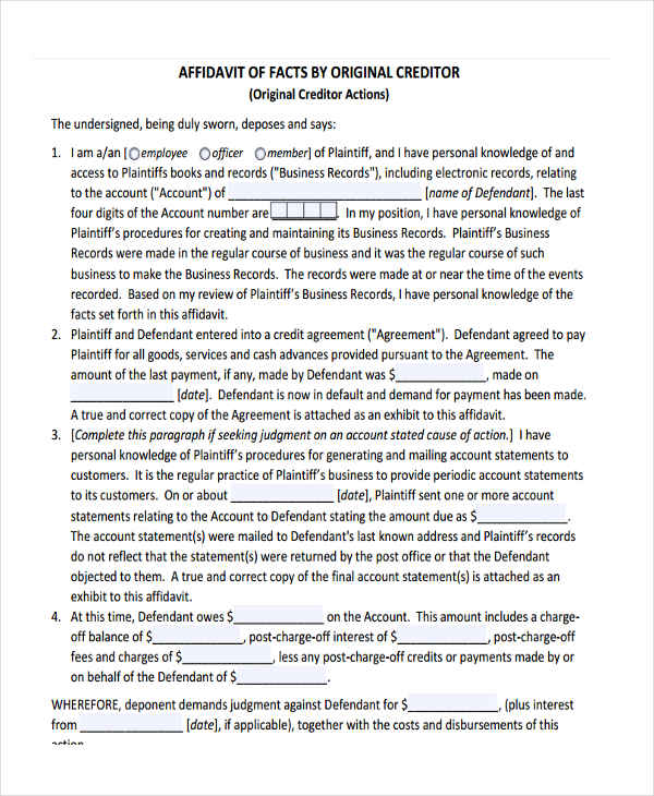 FREE 10+ Affidavit of Fact Forms in PDF | Ms Word